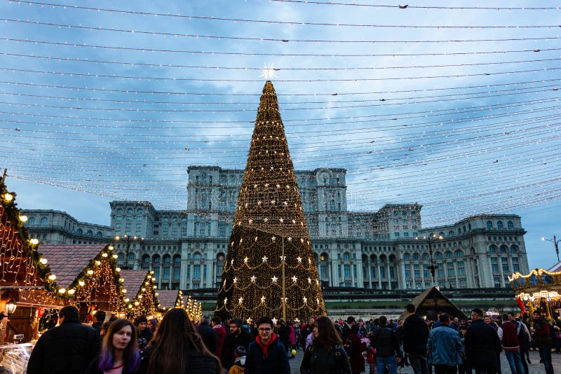 People at Bucharest Christmas Market in Downtown Bucharest, Romania ...