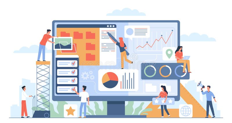 People Build Website. Developers Create Software. Designers and Programmers Work on Project ...