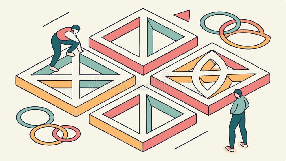 People Building Geometric Shapes, Teamwork and Construction ...