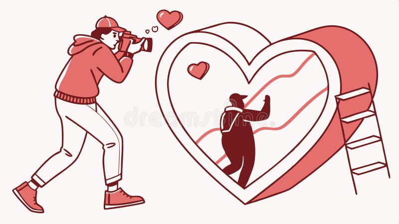 People Building Heart Bridge, Love and Relationship Concept Vector ...