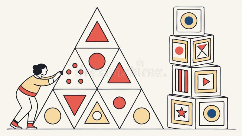 People Building a Pyramid Structure with Blocks and Shapes Teamwork ...
