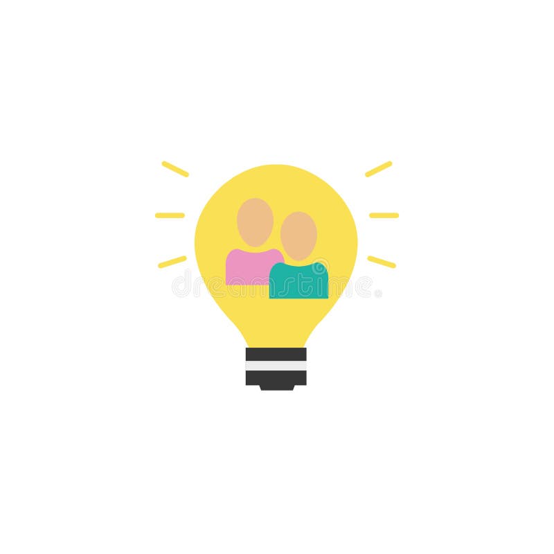 People Bulb Innovation Idea Icon Flat Style Stock Vector - Illustration ...
