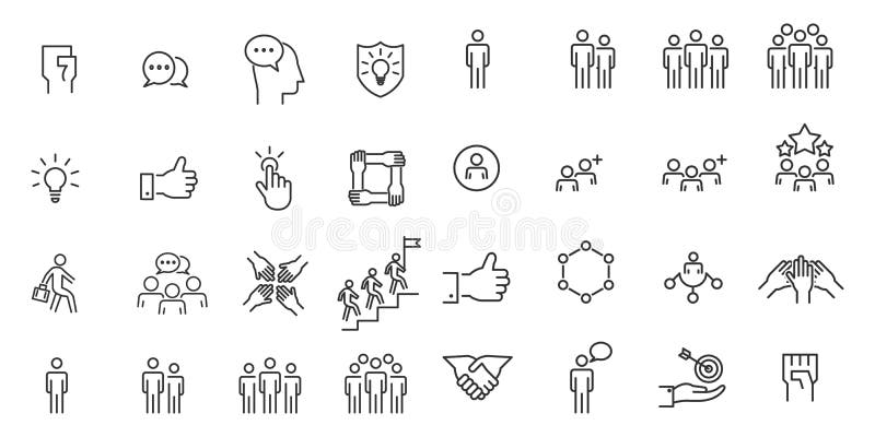 People Business Icons Line Work Group Team Vector Stock Illustration ...
