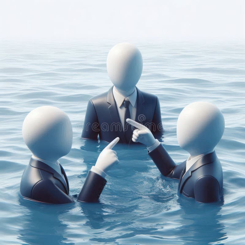 People in Business Suits Arguing in the Water. Stock Image - Image of ...