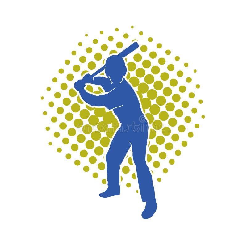Silhouette of a Male Baseball Batter Player in Action Pose. Stock ...