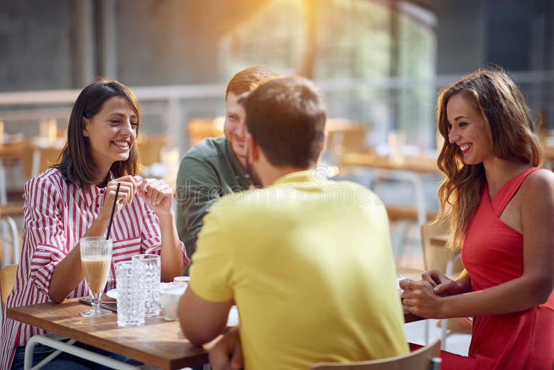 People at Cafe Talking Laughing and Enjoying Their Time Stock Image ...
