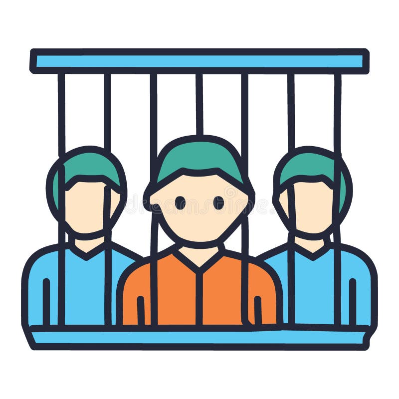 People in a Cage Illustration. Colorful Vector Illustration of Three ...