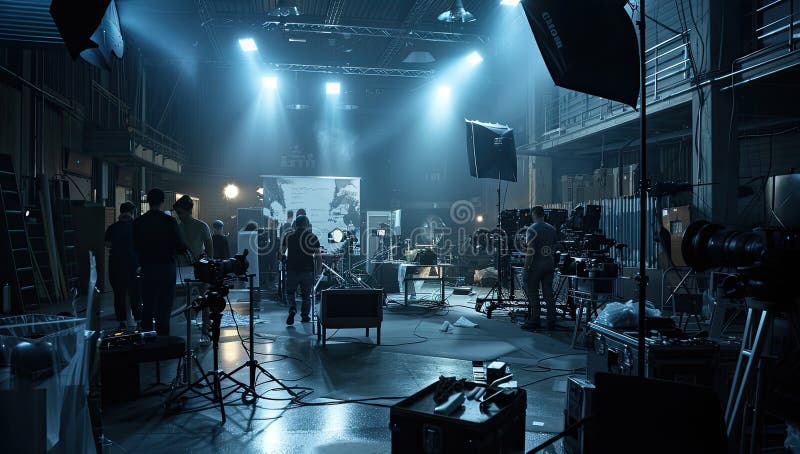 People with Cameras Record Event on City Stage at Midnight Stock Image ...