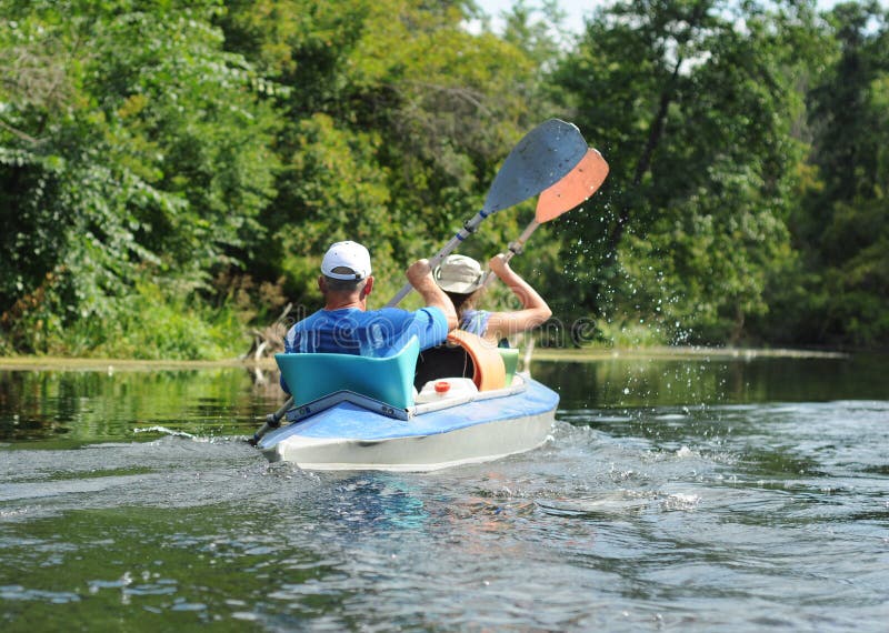 People Canoeing on Scenic Lake in Summer, THAILAND Stock Photo - Image ...