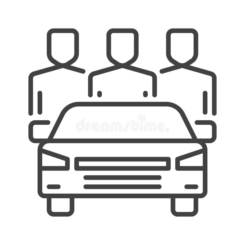 People with Car Vector Car Sharing Concept Outline Icon Stock Vector ...