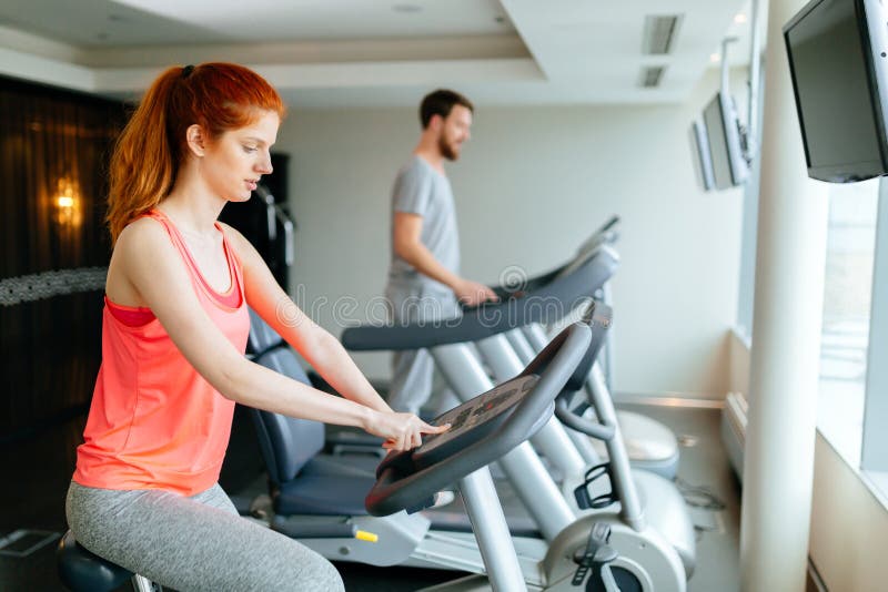 People Cardio Workout in Gym Stock Image - Image of active, action ...