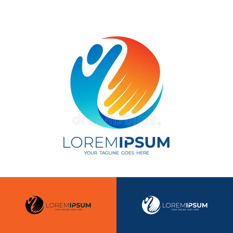 People Care Logo and Hand Design Combination, Circle Design Stock ...