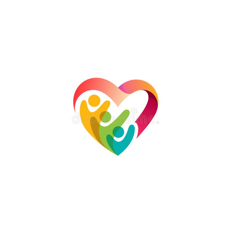 People Care Logo with Heart Design Unity, Love Care Logo Stock Vector ...