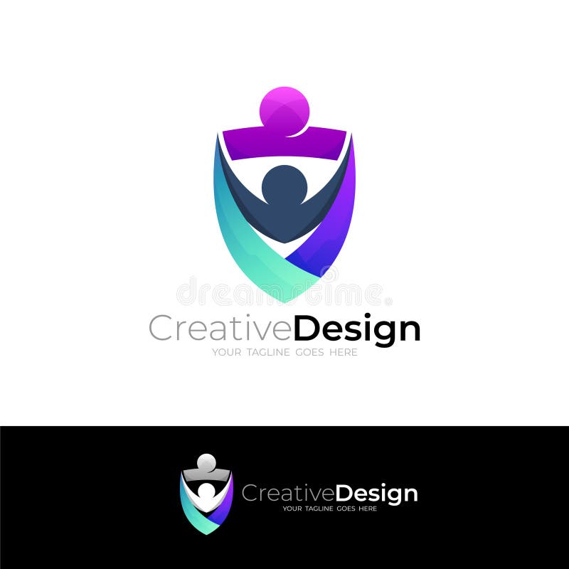 People Care Logo with Shield Design Combination, Unity Design Stock ...