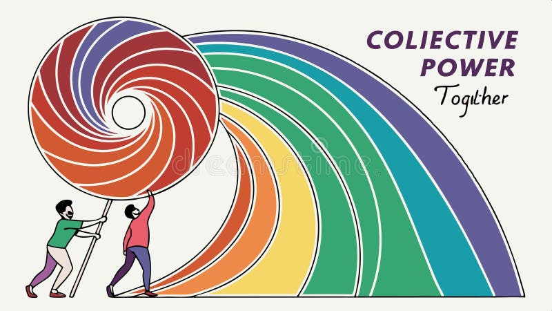 People Carrying Rainbow Swirl, Unity and Diversity Concept Vector ...