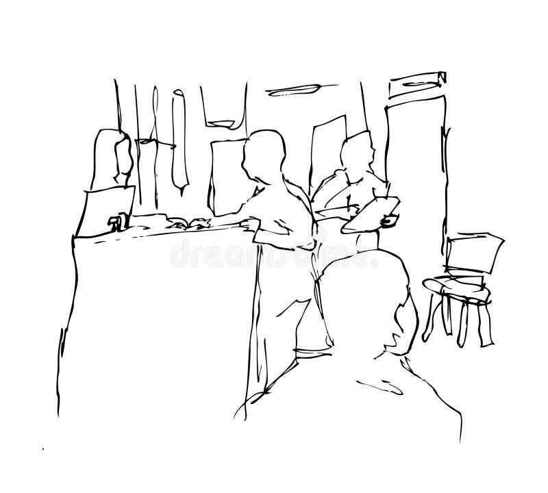 People at Cashier, Simple Vector Sketch Illustration Stock Vector ...