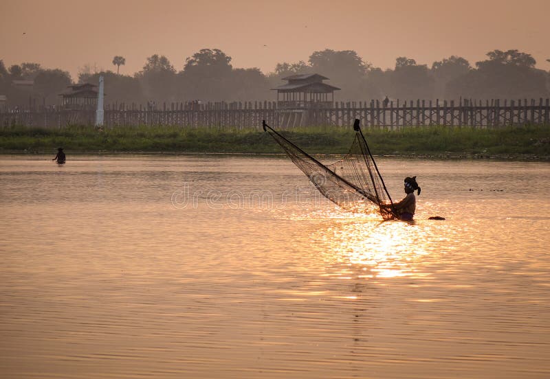People Catch Fish on the River in Yangon, Myanmar Editorial Stock Photo ...