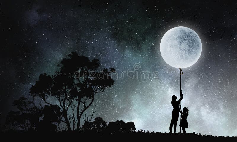 People catching moon stock illustration. Illustration of mother - 97337752