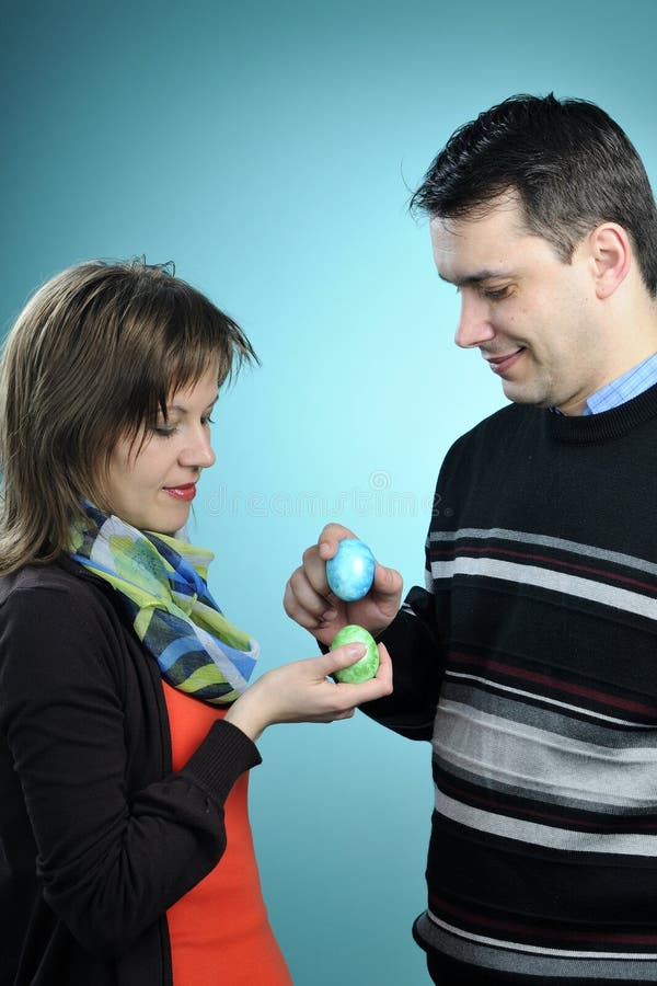People Celebrating Easter with Painted Eggs Stock Photo - Image of ...