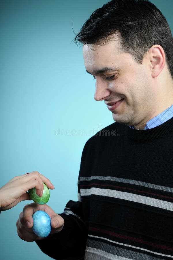 People Celebrating Easter with Painted Eggs Stock Photo - Image of ...