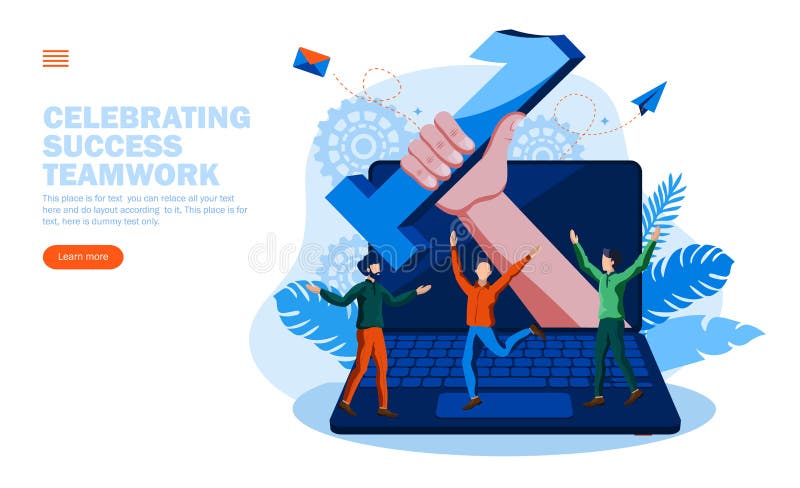 People Celebrating with Hand with Number 1 Coming from Computer Stock ...