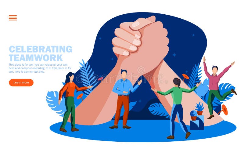 People Celebrating Teamwork and Togetherness in Front of Big Joining ...