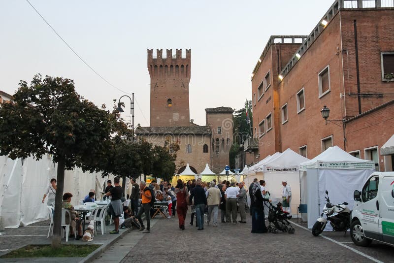 The Centre of Spilamberto with Fortress, Modena, Italy Stock Image ...