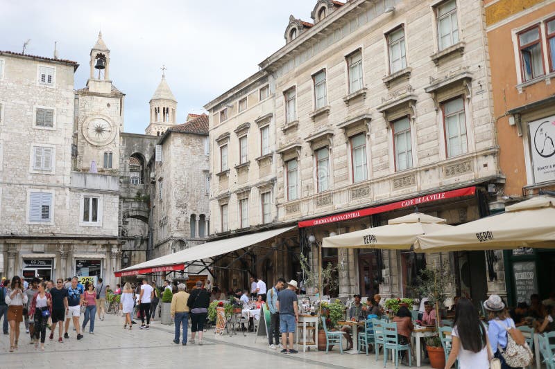 People on the Central Square of Split Editorial Photography - Image of ...