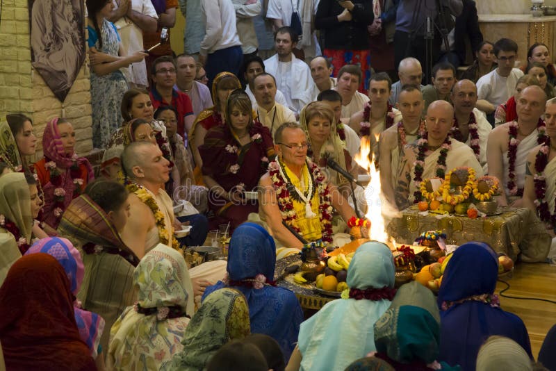 People at the Ceremony in Hare Krishna Temple Editorial Photography ...