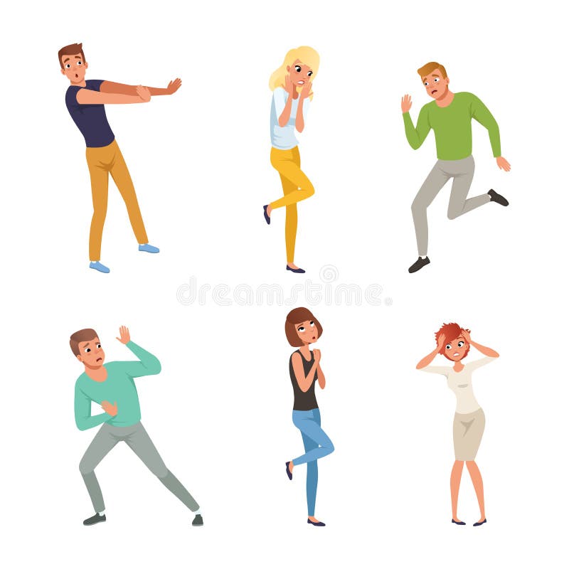 People Character Afraid of Something Feeling Scared and Terrified ...