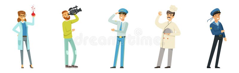 People Character of Different Profession Standing Pose Vector Set Stock ...