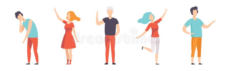 People Character Indicating Something Pointing with Index Finger As ...