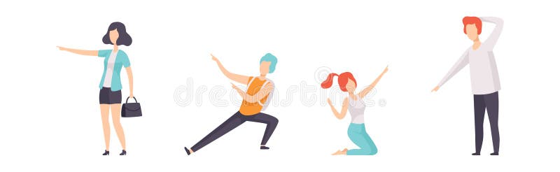 People Character Indicating Something Pointing with Index Finger As ...