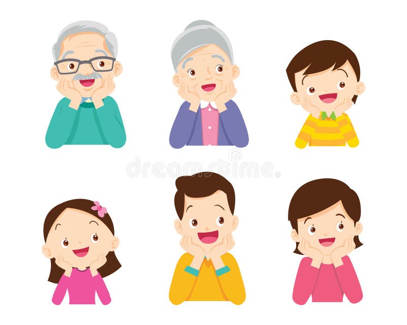 People Character Resting Chin on Hands Thinking with Hand on Chin Stock ...