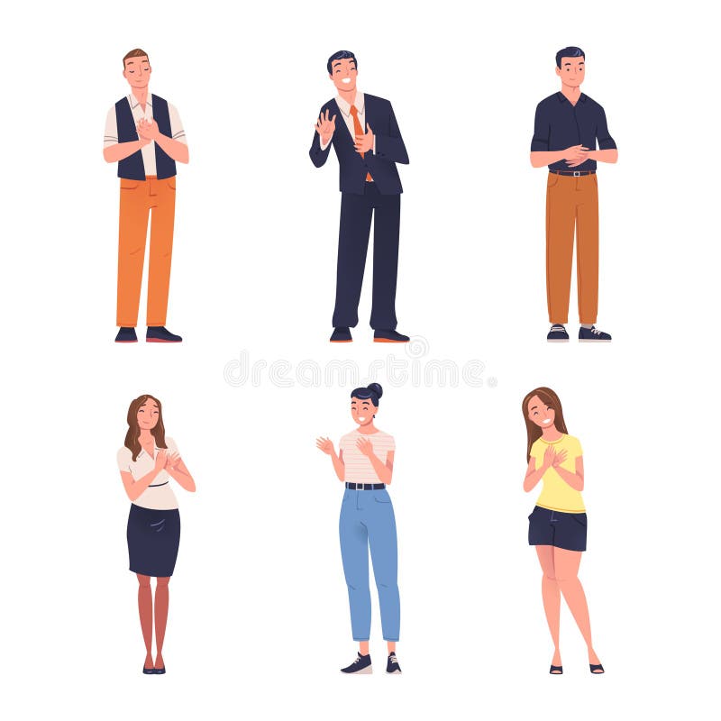 People Character Standing and Clapping Their Hands As Applause and ...