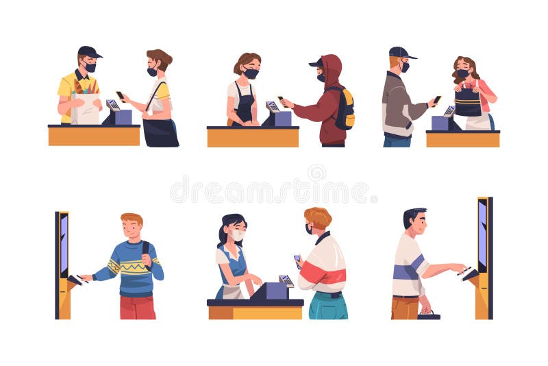 People Character Using Contactless Payment with Smartphone for ...