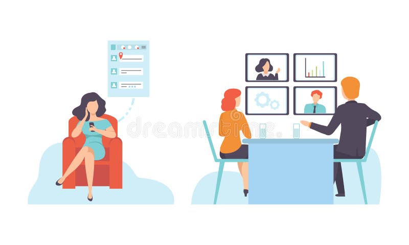 People Character Using Global Network Connection Vector Set Stock ...