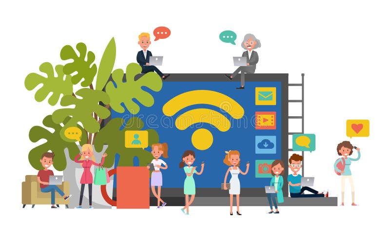 People Character Vector Design. Public Wi-Fi Zone Wireless Connection ...
