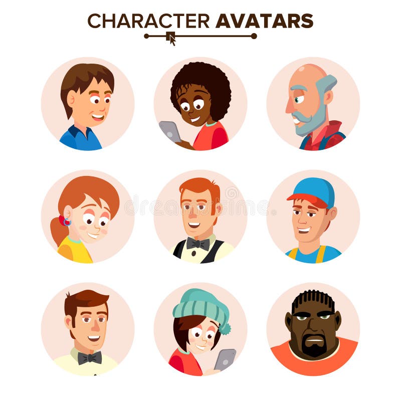 People Characters Avatars Set Vector. Cartoon Flat Isolated ...
