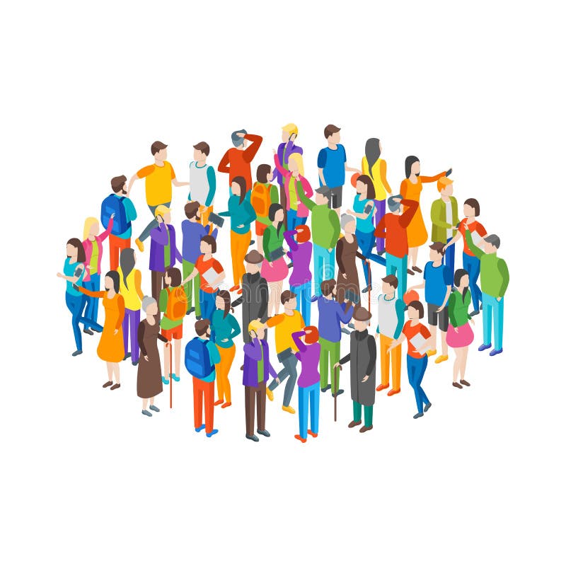 People Characters Crowd Circle Isometric View. Vector Stock Vector ...