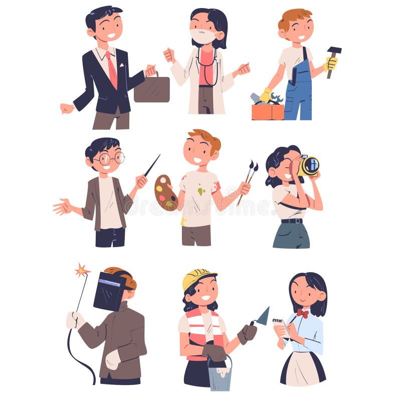 People Characters of Different Profession in Uniform Vector Set Stock ...