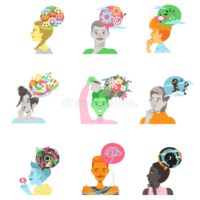 People Characters with Different Types of Thinking and Mindset Models ...