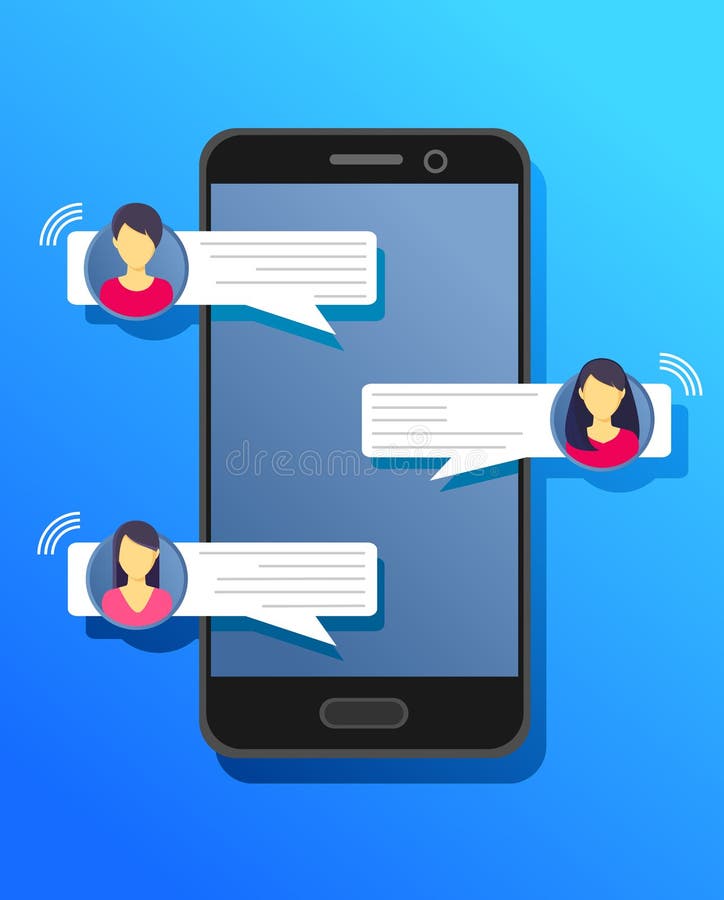 People Chatting on Mobile.Chat Notification on Phone, Messages Bubbles ...
