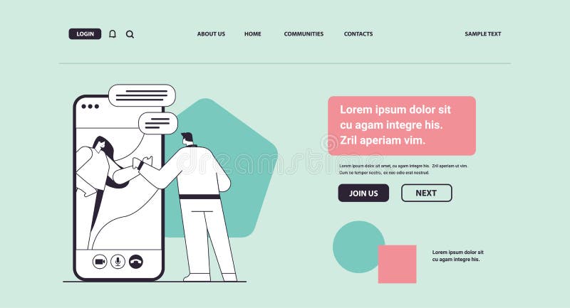 People Chatting during Video Call Social Network Chat Bubble ...