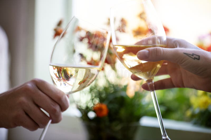 People Cheering with Glasses of Wine Stock Photo - Image of beverage ...