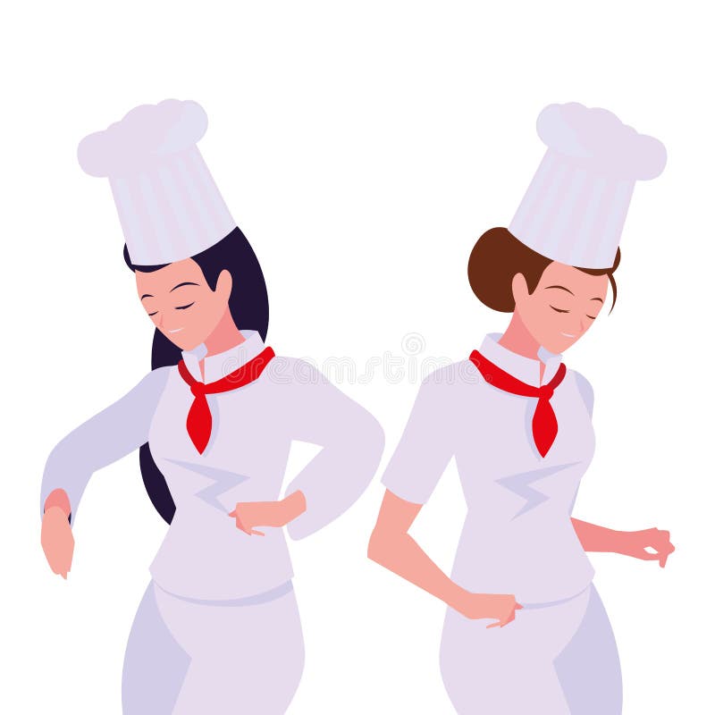 Chef Women Vector Stock Illustration Chef Women Line Art Stock Vector