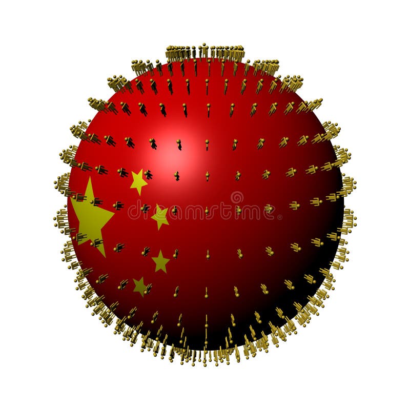 People on China Flag Sphere Stock Illustration - Illustration of ...