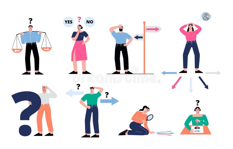 People Choosing and Thinking, Choose Paths. Thoughtful Employee ...