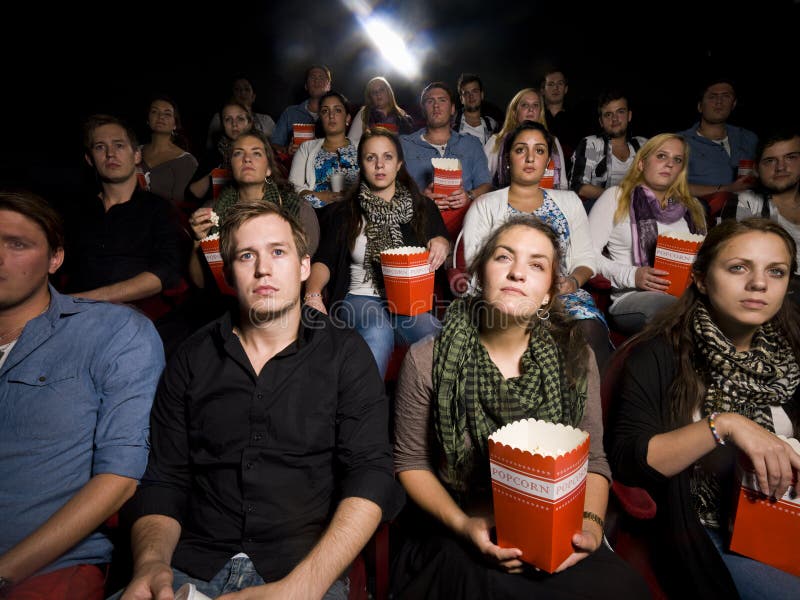 Spectators in Hall of Cinema with Movie Stock Image - Image of human ...