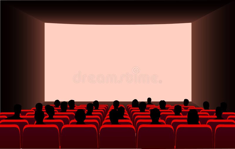 People in the Cinema on the Background of the Screen. Stock Vector ...